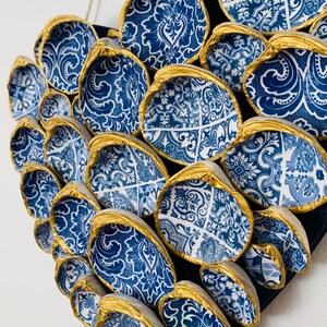 Clam Shell Heart Mosaic Navy - Etsy