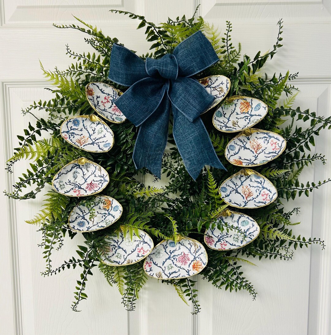 Clam Shell Wreath~navy Floral - Etsy
