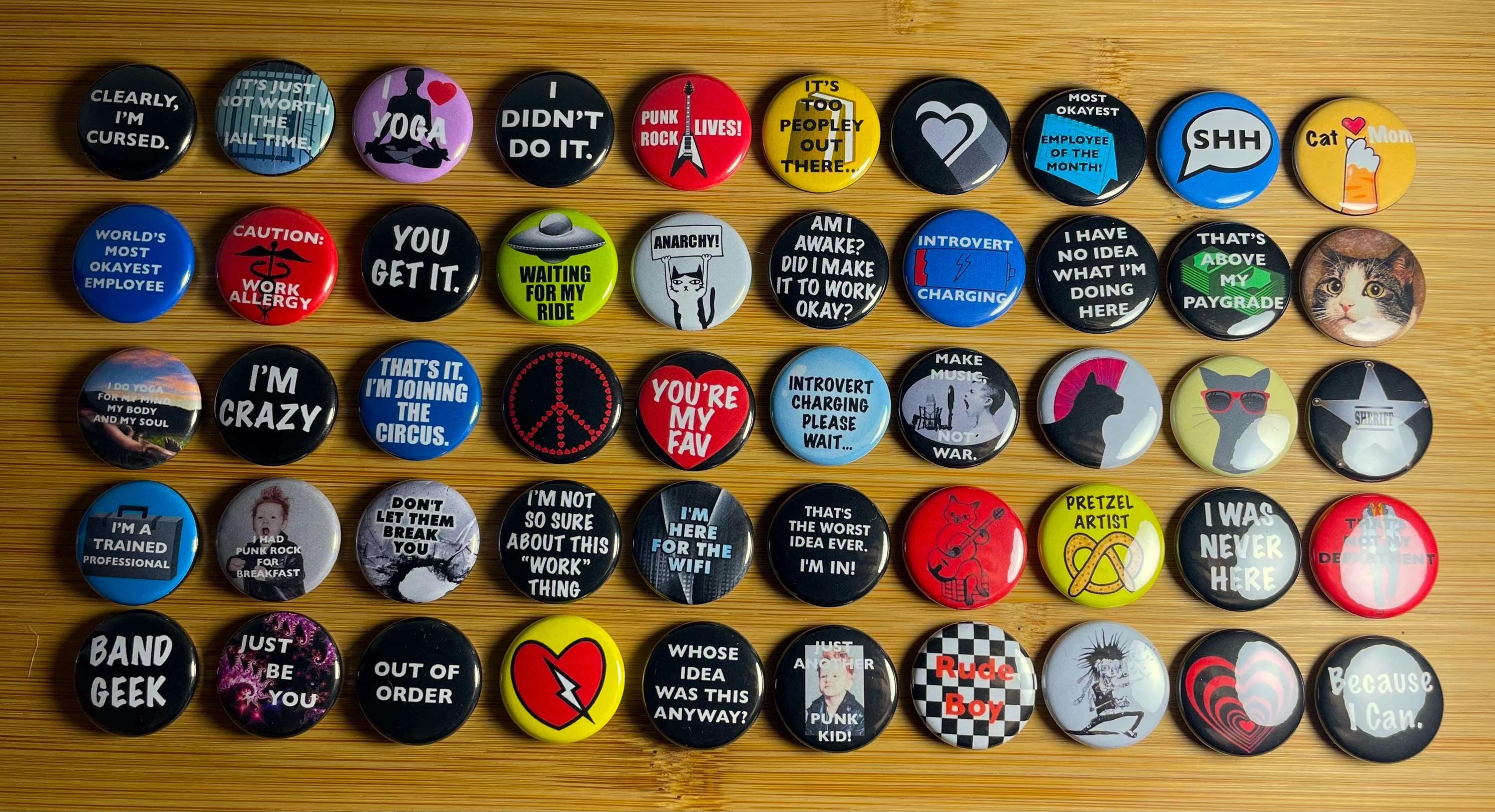 Button Pin Wholesale Lot, HUGE Lot of 50 Buttons Pins, Lot 80's 90's ...