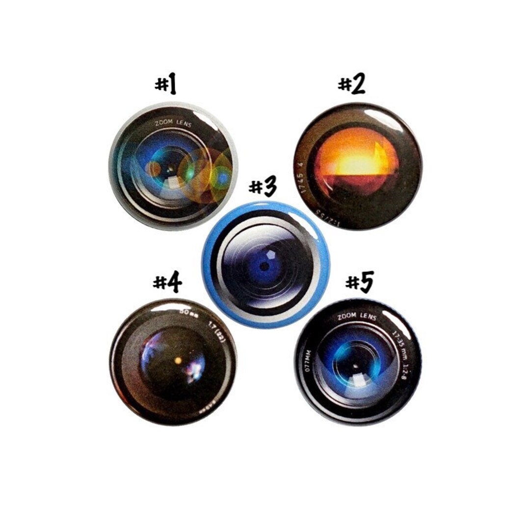 Camera Lens Buttons or Fridge Magnets, Photography Gift Set Pins, 5 ...