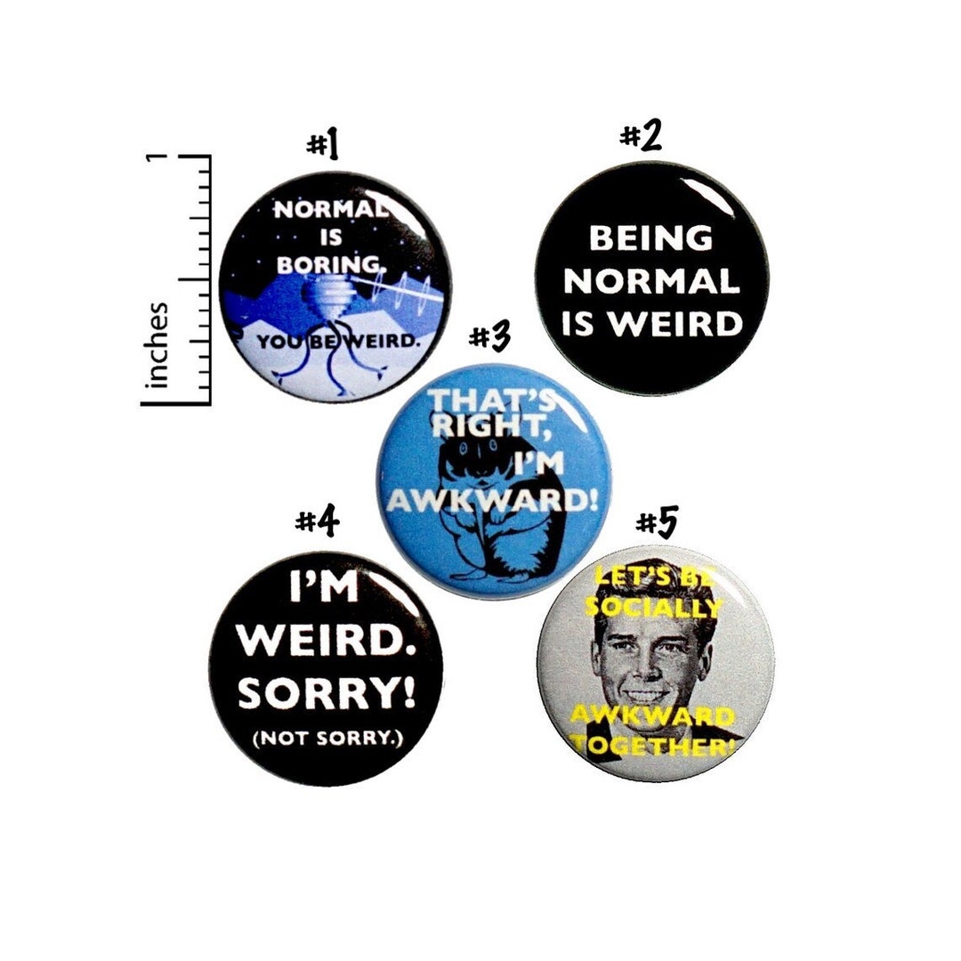 Socially Awkward Backpack Pin Set of 5 Buttons, Funny Pins, Sarcastic ...