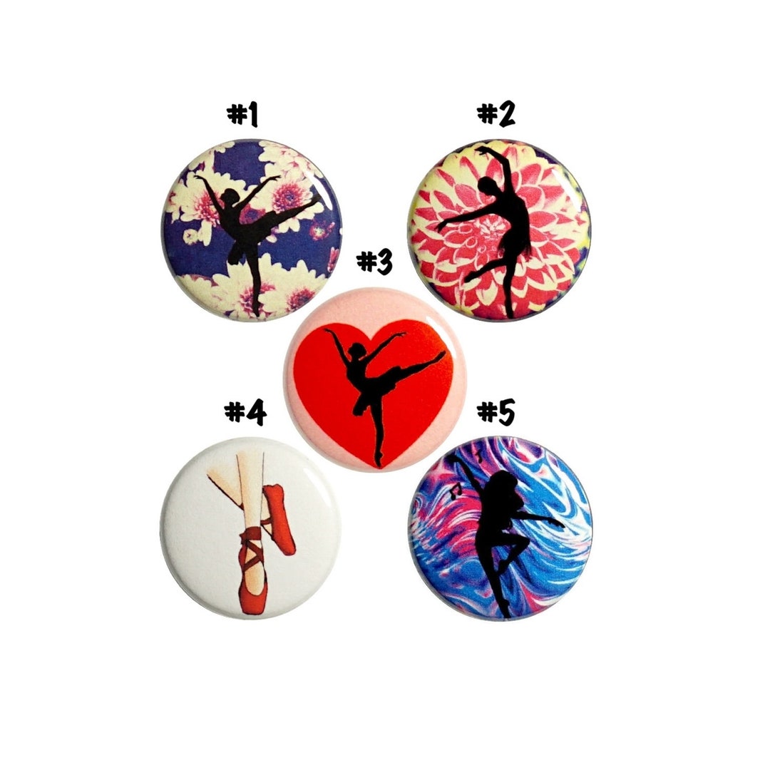 Pretty Dance Buttons Pins or Fridge Magnets, Pins for Dancers, Pink ...