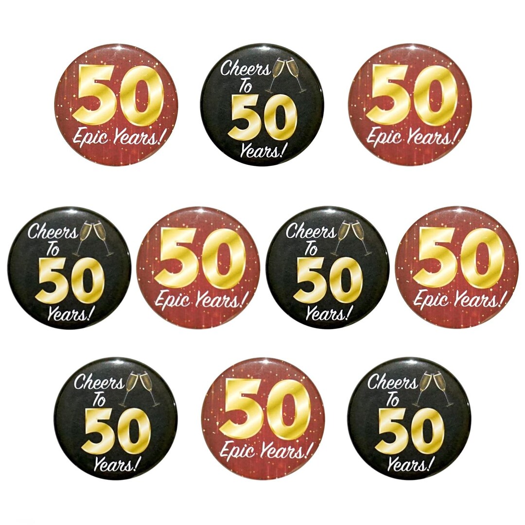 10 20 or 30 50th Birthday Button Variety Pack Black and Gold Party ...