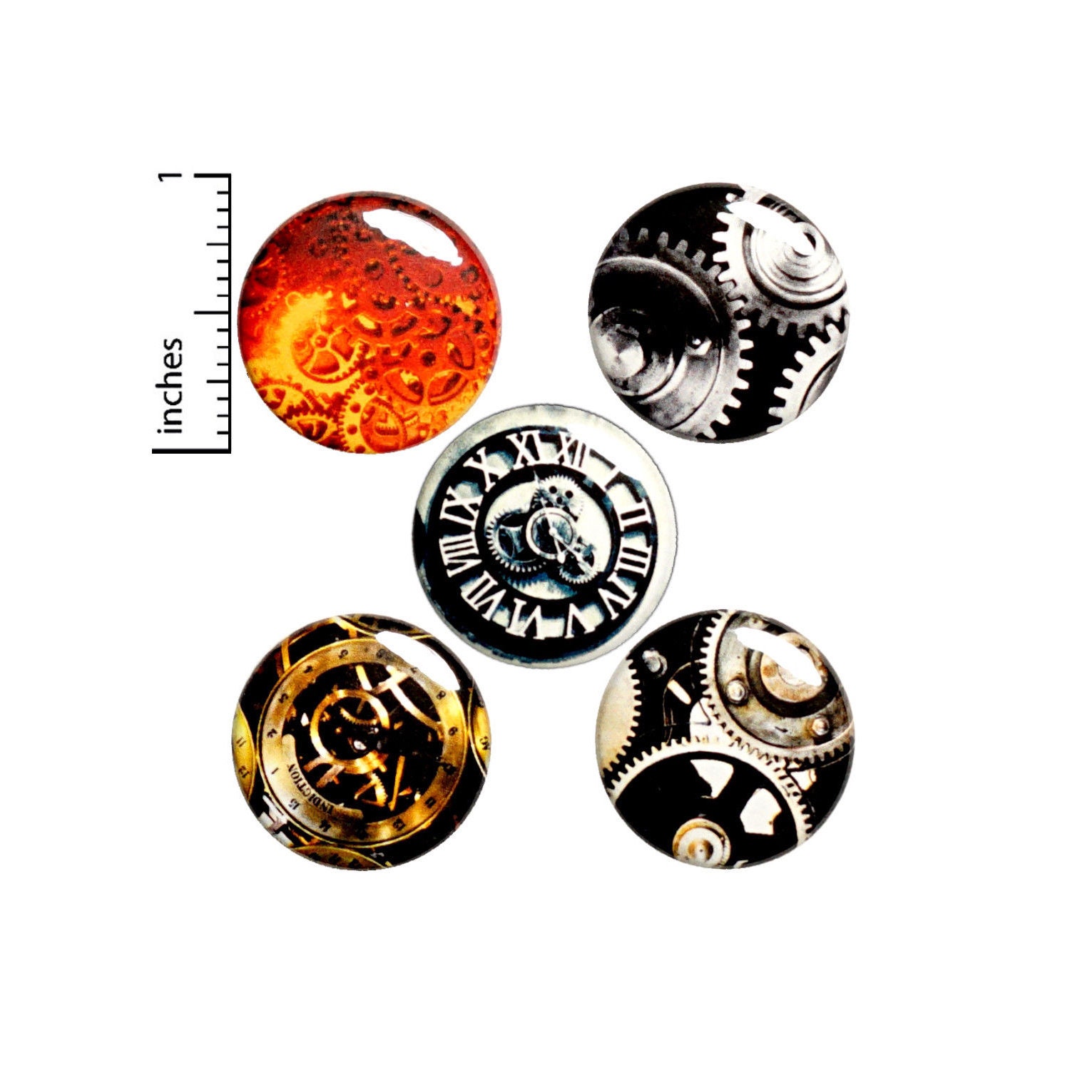 Steampunk Gears 5 Pack Backpack Pins // Button // Lapel Pin - Etsy