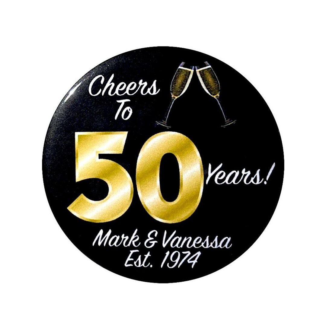 Custom 50th Anniversary Buttons, Golden Wedding Anniversary Favors, 50 ...