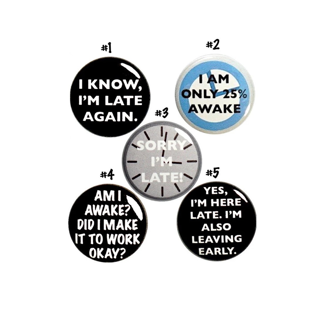 Funny Work Backpack Pins, No Early Mornings, Late to Work, Lapel Pins ...