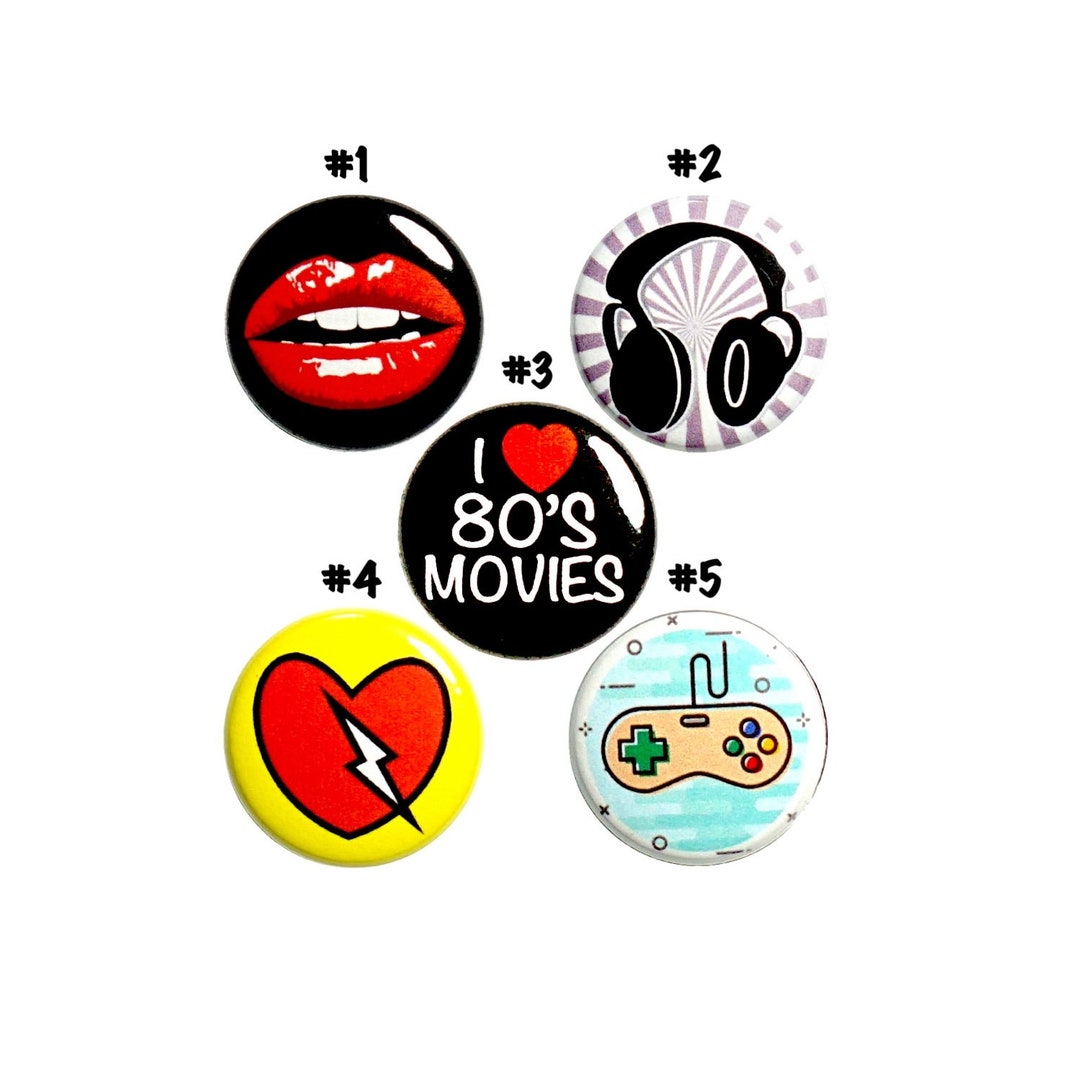 80s Vintage Style Pin Buttons or Fridge Magnets, 80s Video Games, 80s ...