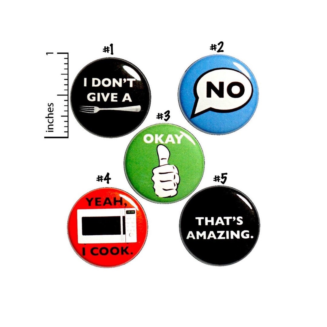 Sarcastic Pun Buttons Pins, 5 Pack of Backpack Pins, Jacket Lapel Pin ...