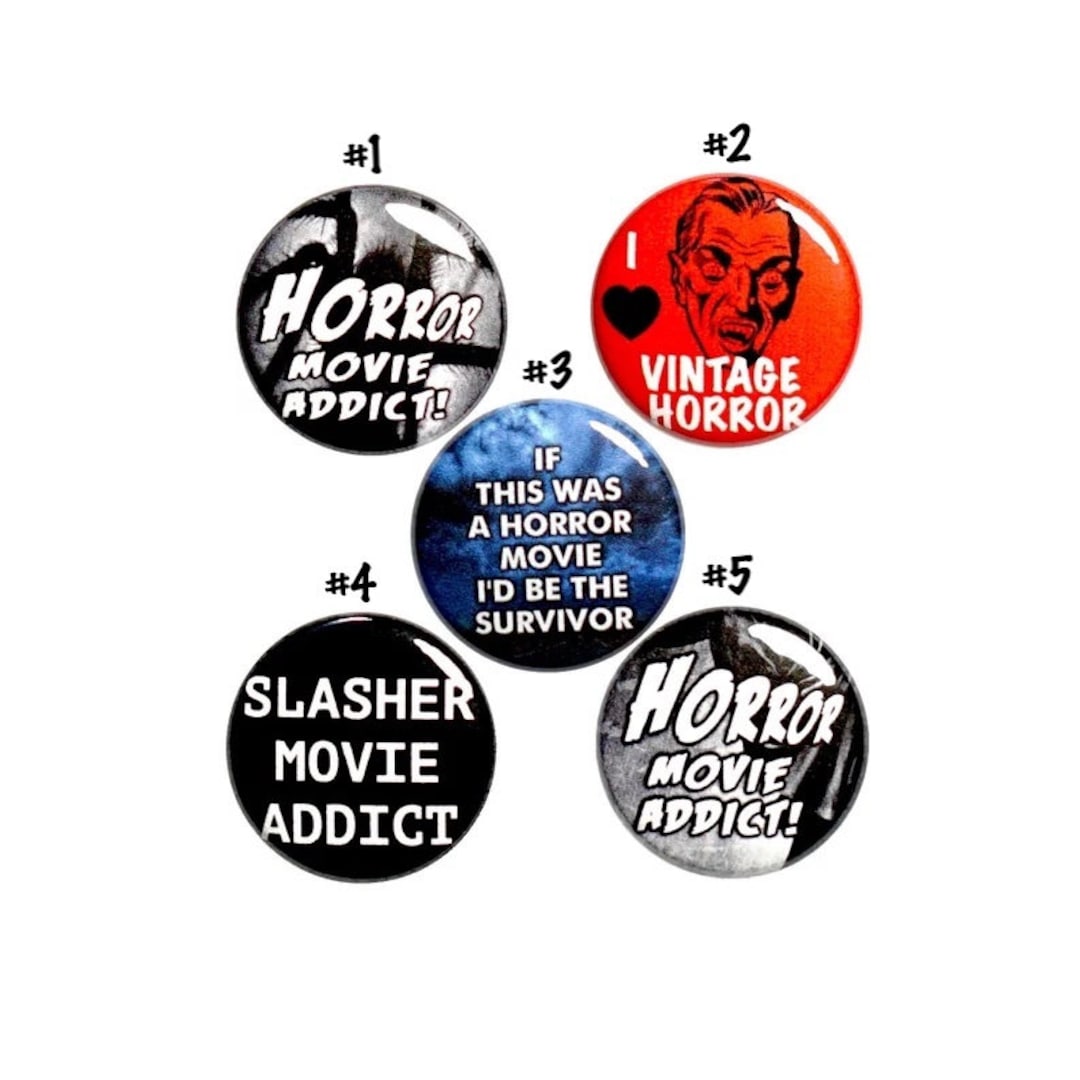 Horror Movie Pins Buttons, Vintage Style Horror Pins, Horror Backpack ...