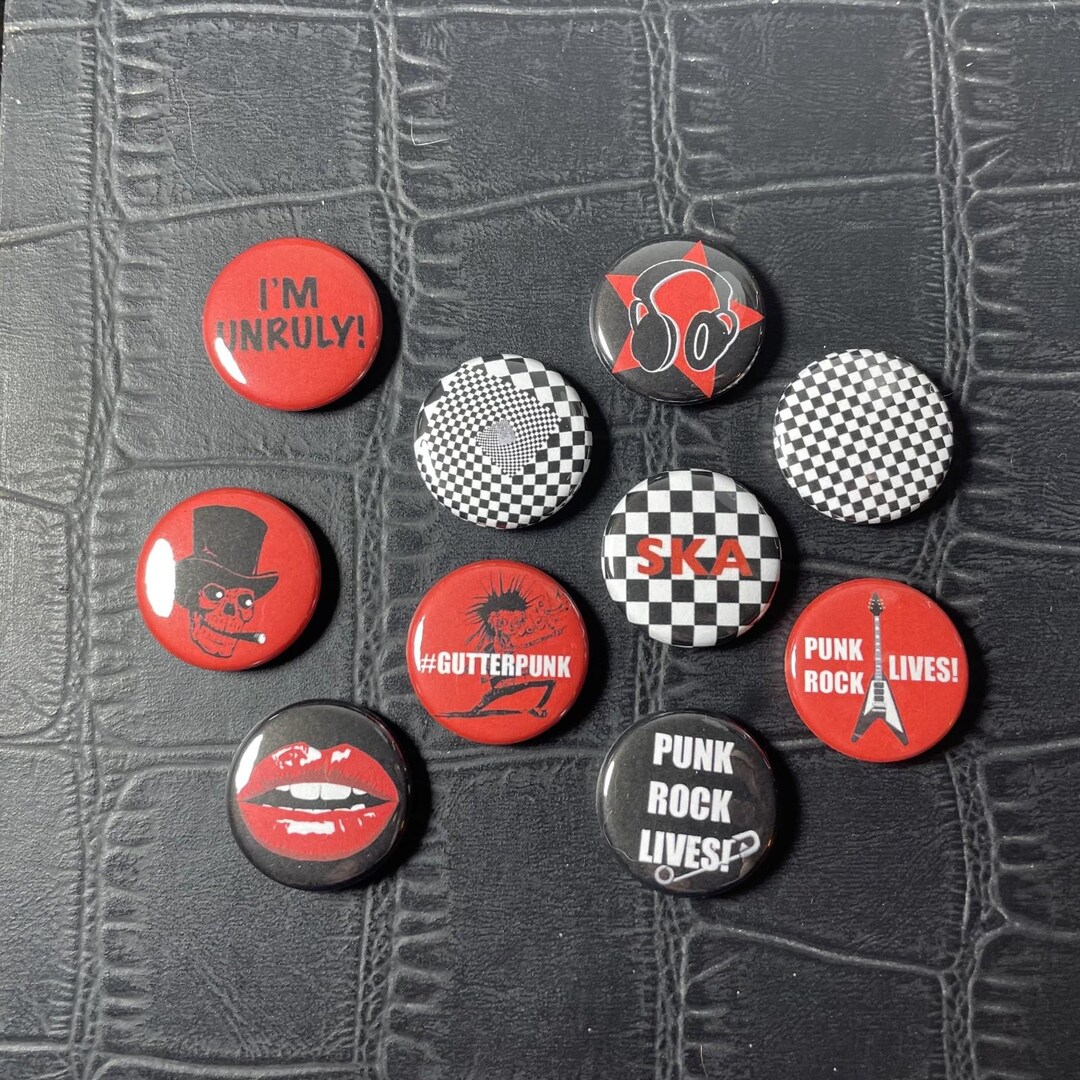 10 Punk Rock Pin Buttons Indie Emo Vintage Style 80s 90s Y2K Funny ...