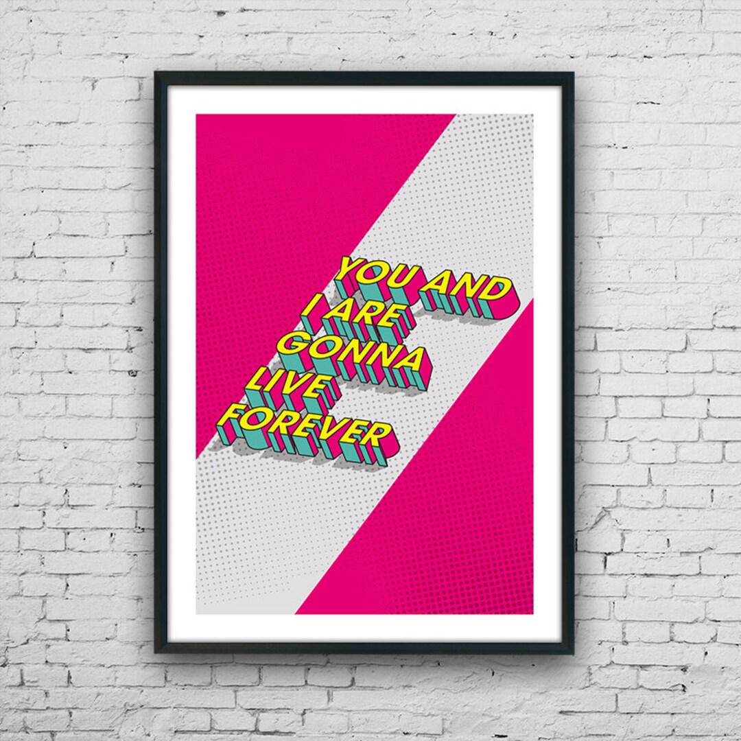 Live Forever Typographic Music Inspired Art Print - Etsy