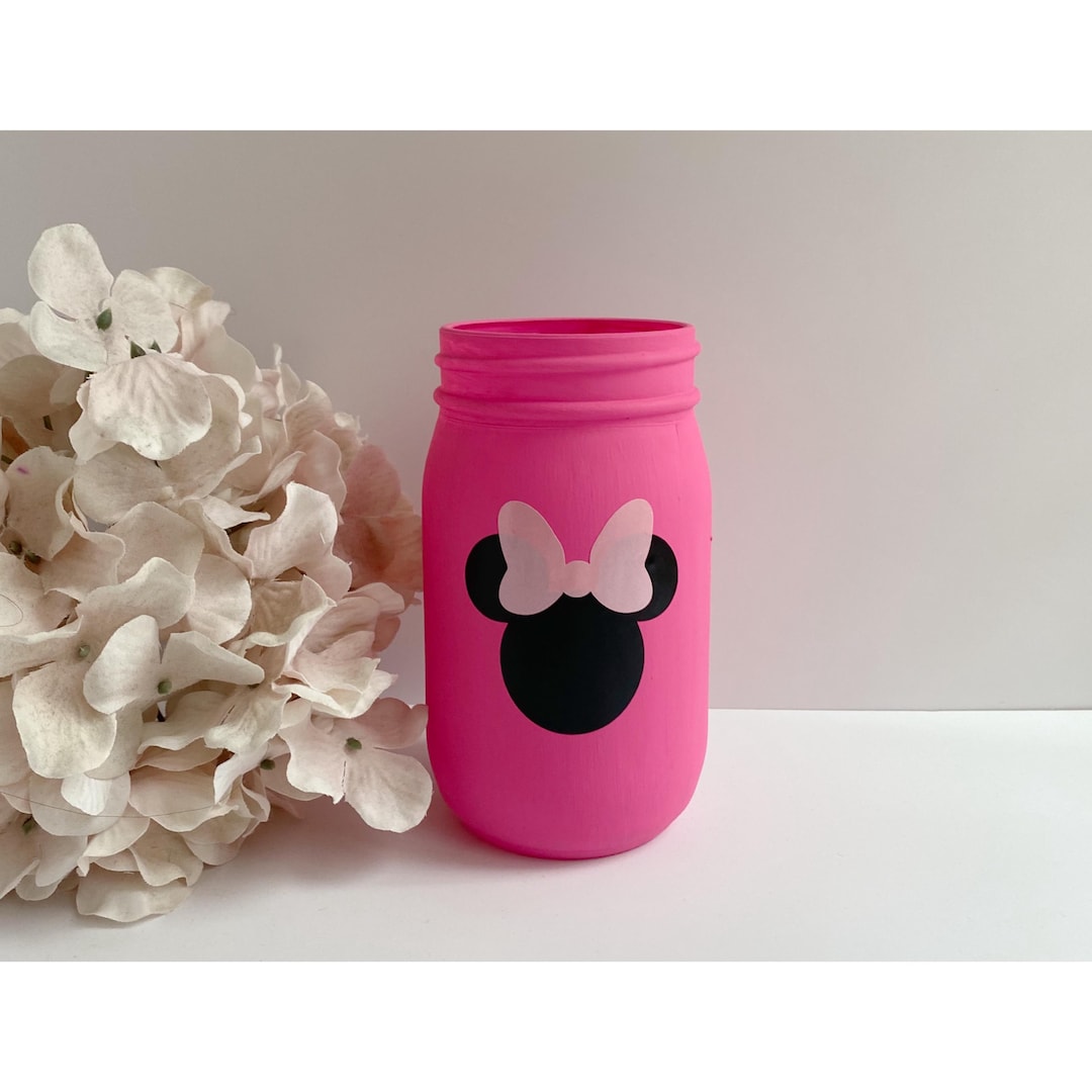 Minnie Mouse Mason Jars, Minnie Mouse Centerpieces, Minnie Mouse Party ...