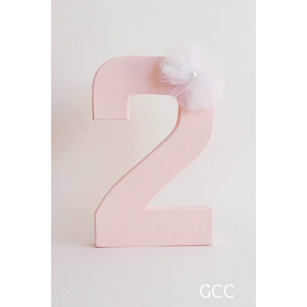 Pink Numbers, Free Standing Number, Party Decor, Second Birthday, Pink ...