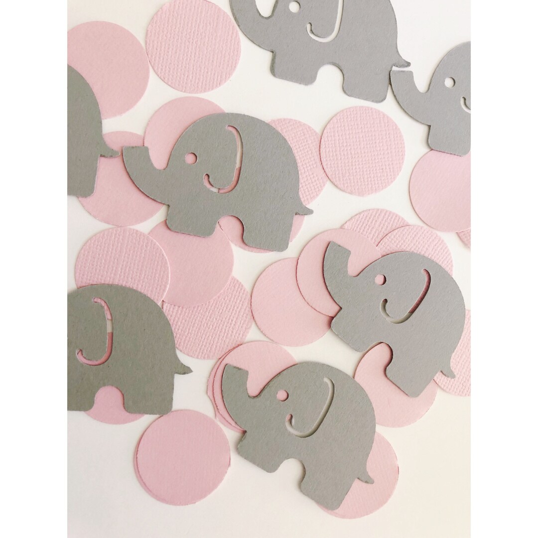 Elephant Confetti, Elephant Theme Party, Pink and Gray, Elephant ...