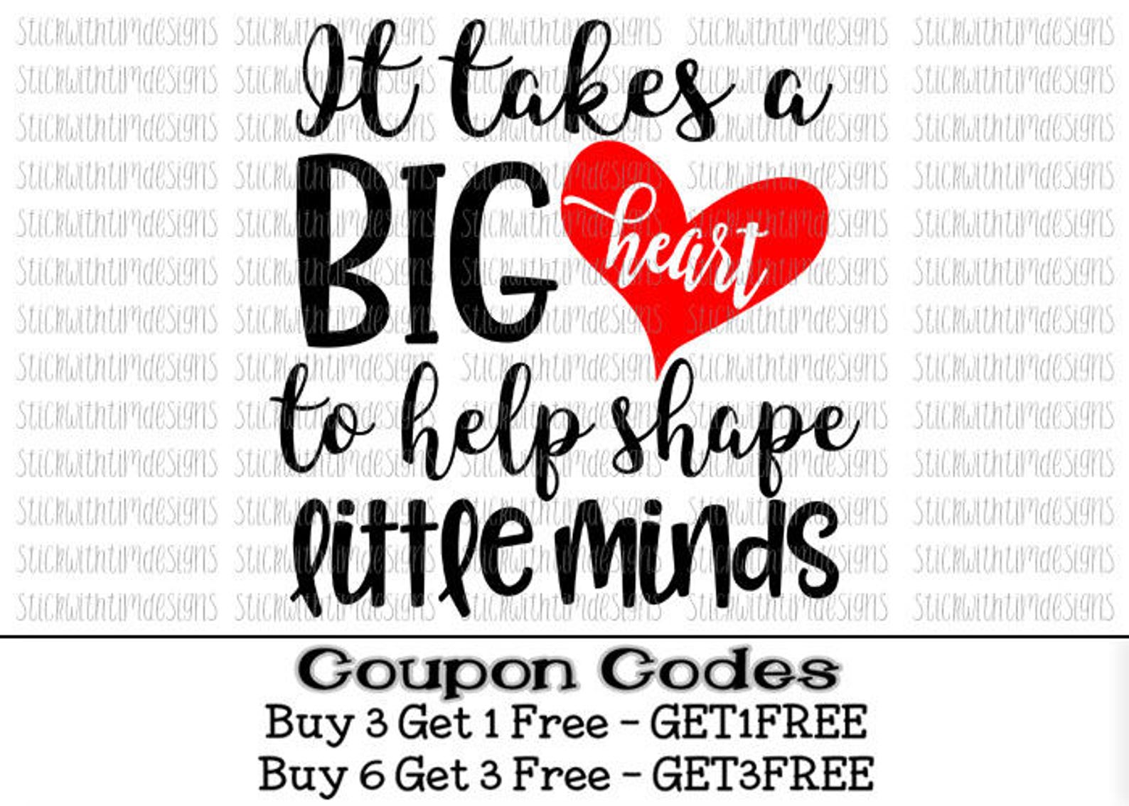 Teacher Svg It Takes A Big Heart to Help Shape Little Minds - Etsy