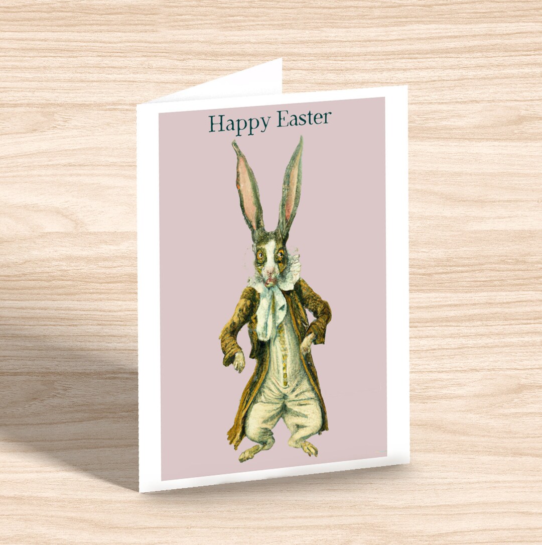Roman the Rabbit Edwardian Style Happy Easter Card, Whimsical Goth ...