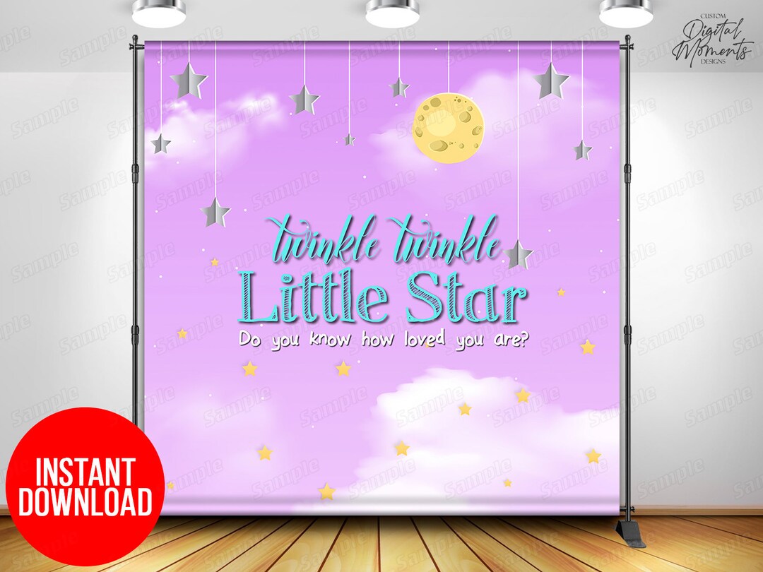 Twinkle Twinkle Little Star Baby Shower 8x8 Backdrop, Digital Files ...