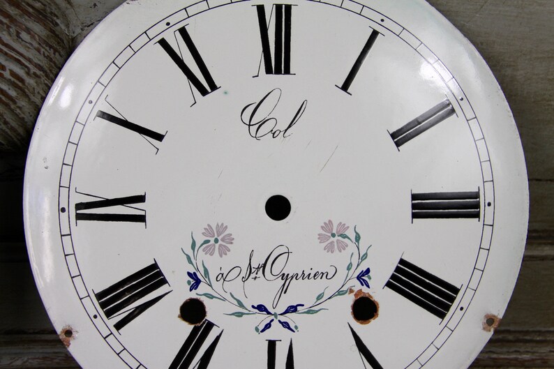Vintage French Enamel Clock Face With Numbers Floral - Etsy