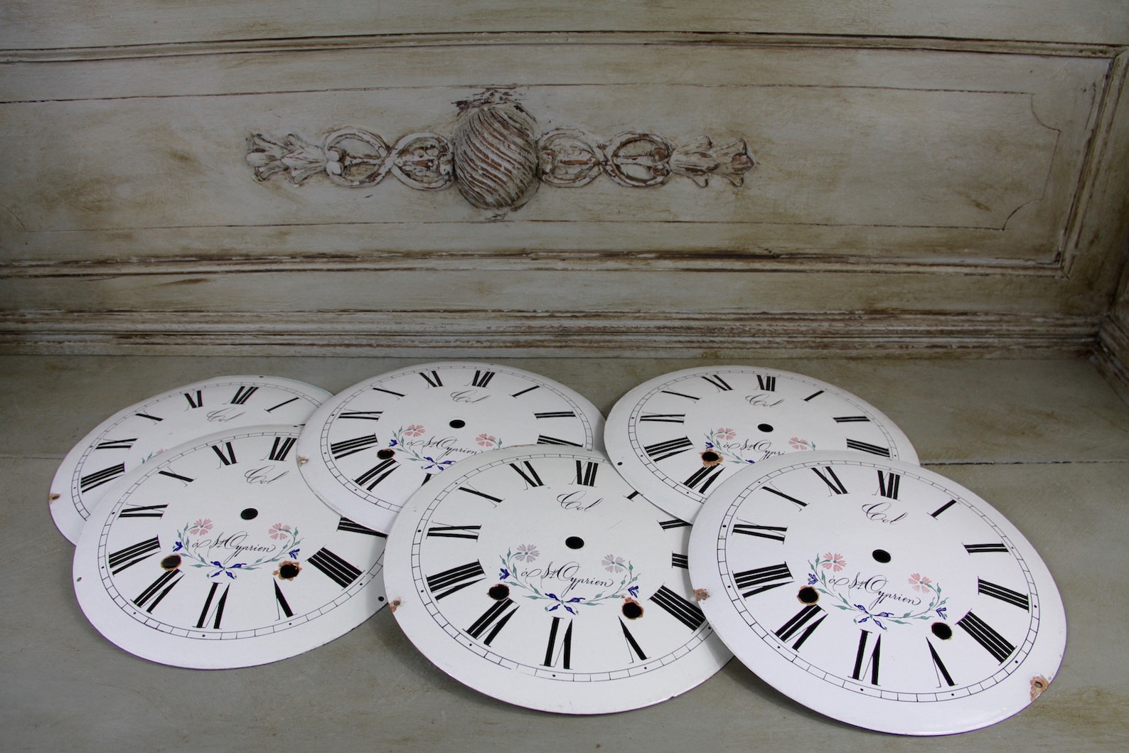 Vintage French Enamel Clock Face With Numbers Floral - Etsy