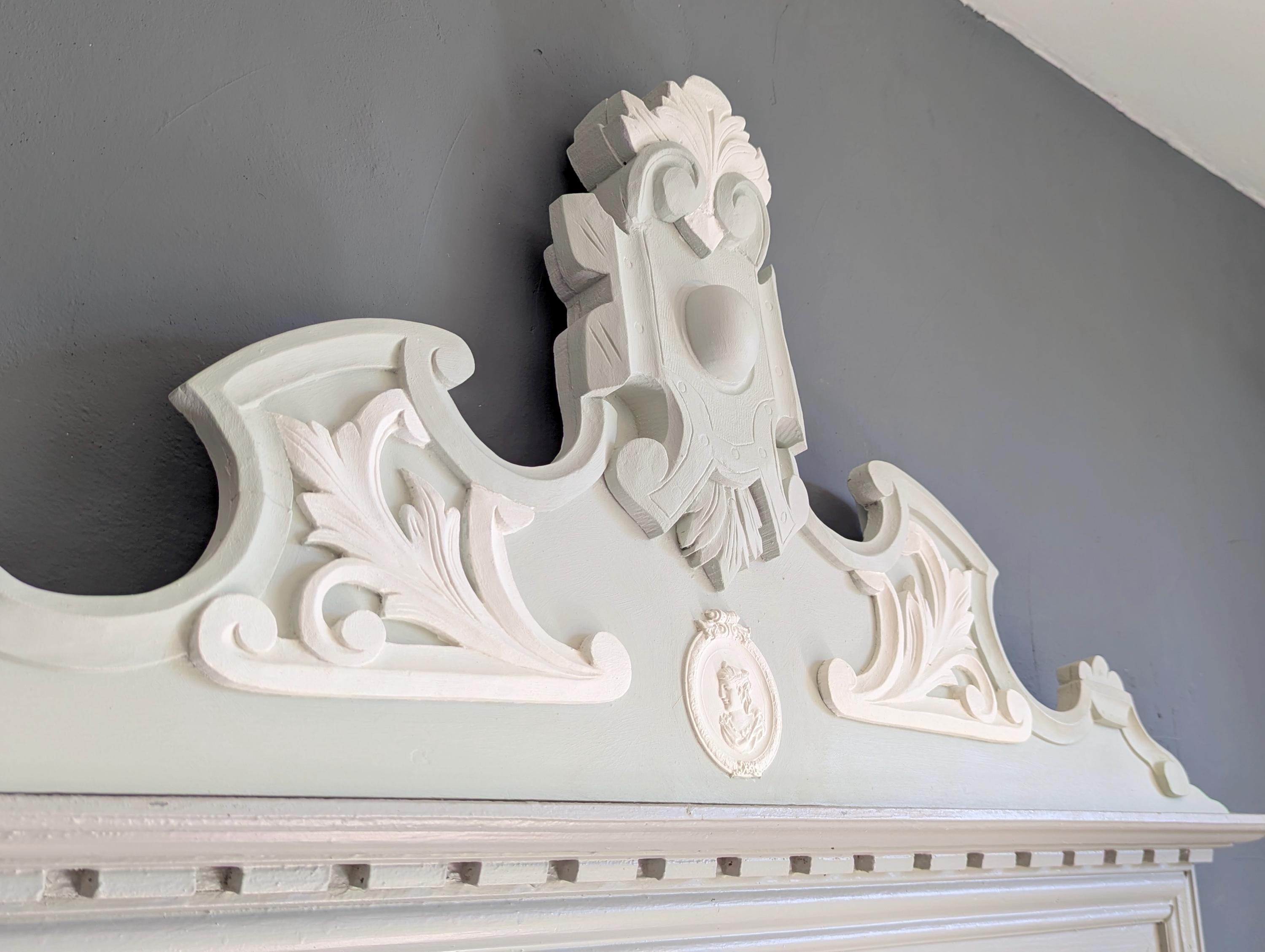 HUGE Antique French Wooden Pediment in Light Mint Green/creamy White ...
