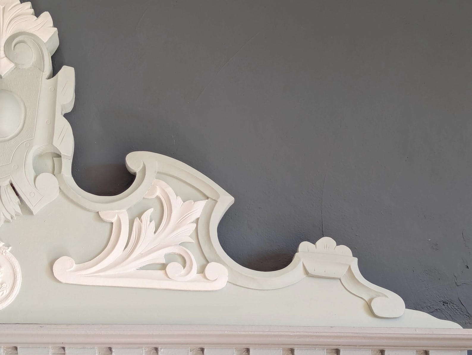 HUGE Antique French Wooden Pediment in Light Mint Green/creamy White ...