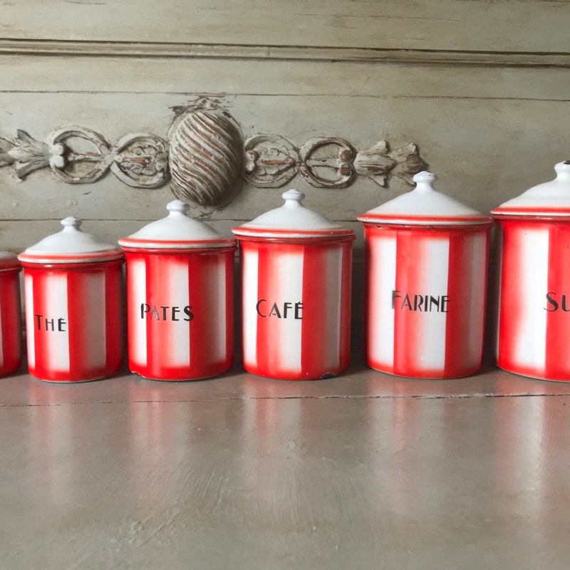 Red White Canisters - Etsy