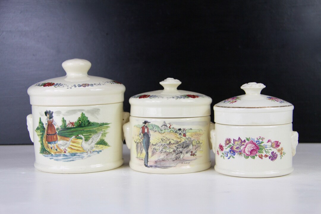 French Antique/vintage Terrine Pots, Set of 3, Butter Pot, Foie Gras ...