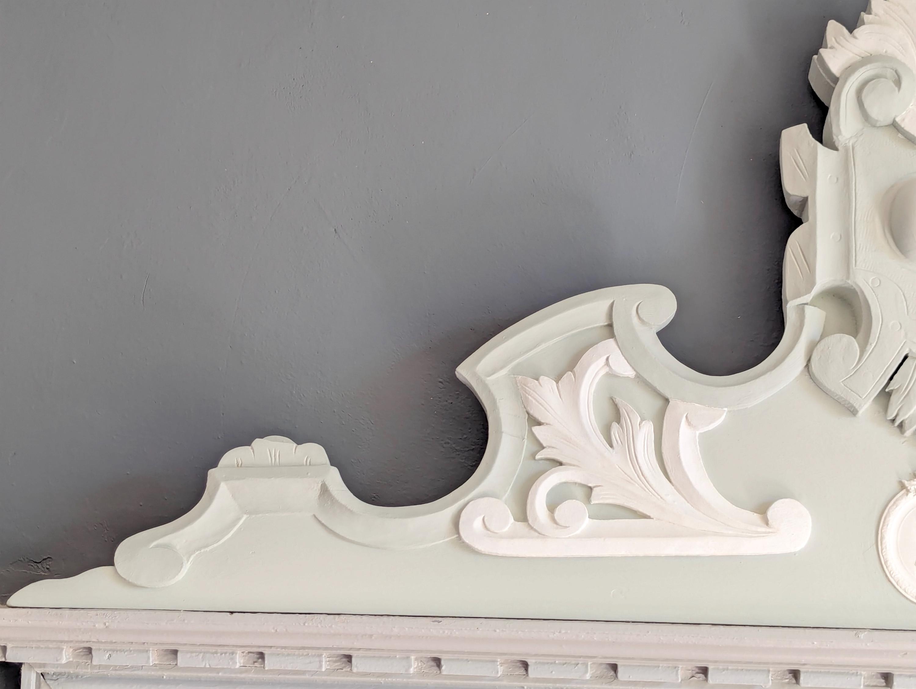 HUGE Antique French Wooden Pediment in Light Mint Green/creamy White ...