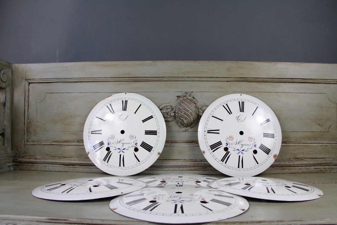 Vintage French Enamel Clock Face With Numbers Floral - Etsy