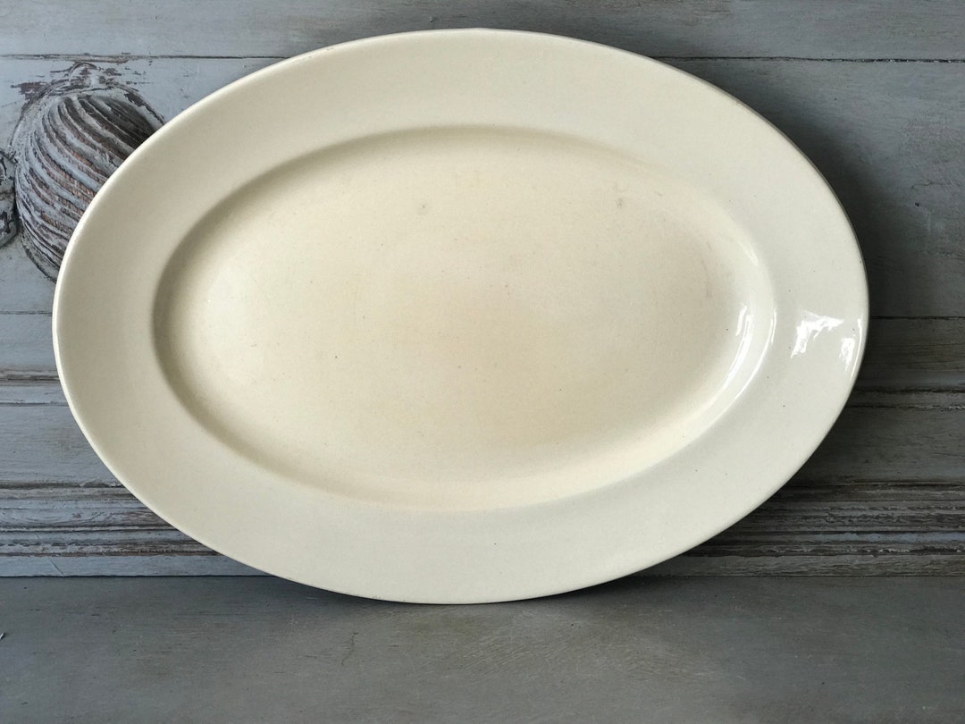 Antique French Serving Platter, White Ironstone, Oval Platter, Tea ...