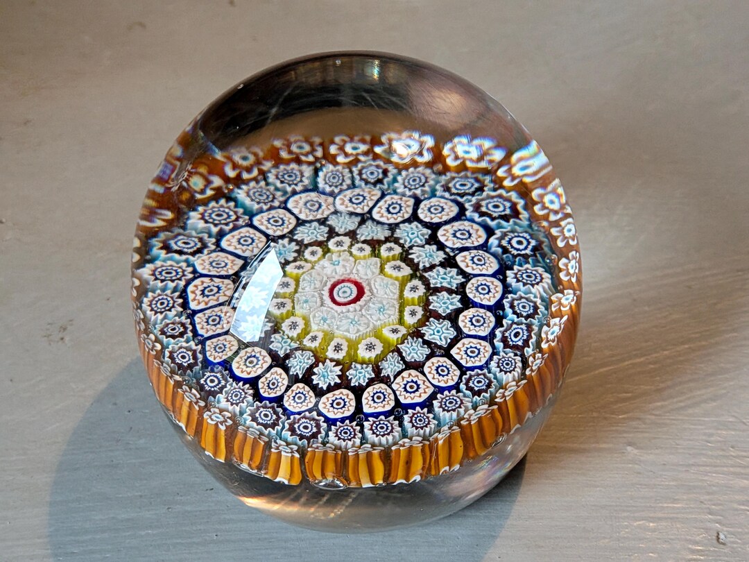 LARGE Vintage Glass Paperweight, Stunning Multi-colored Glass, Hand ...