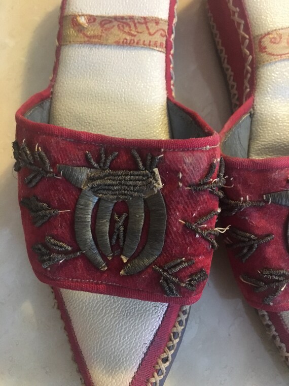 Antique/vintage Greek Leather handmade slippers with … - Gem