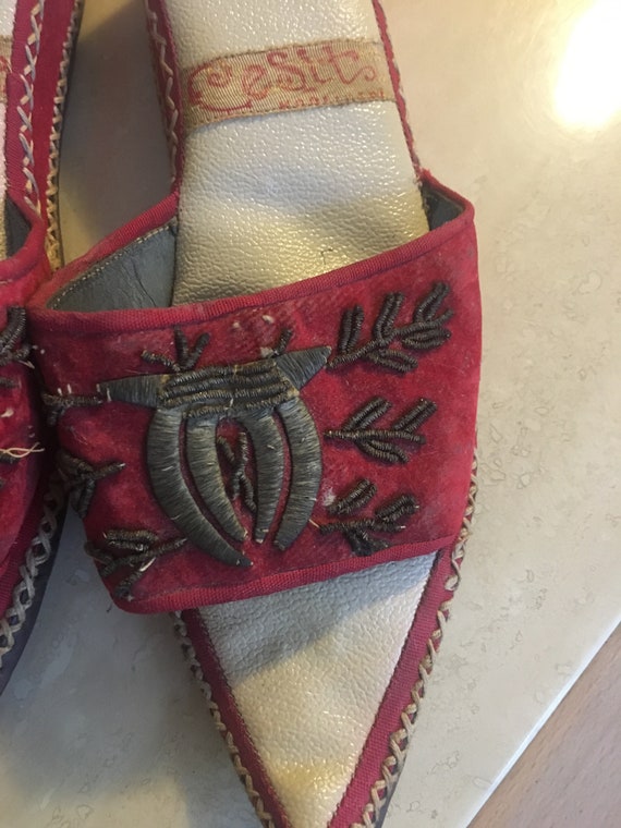 Antique/vintage Greek Leather handmade slippers with … - Gem