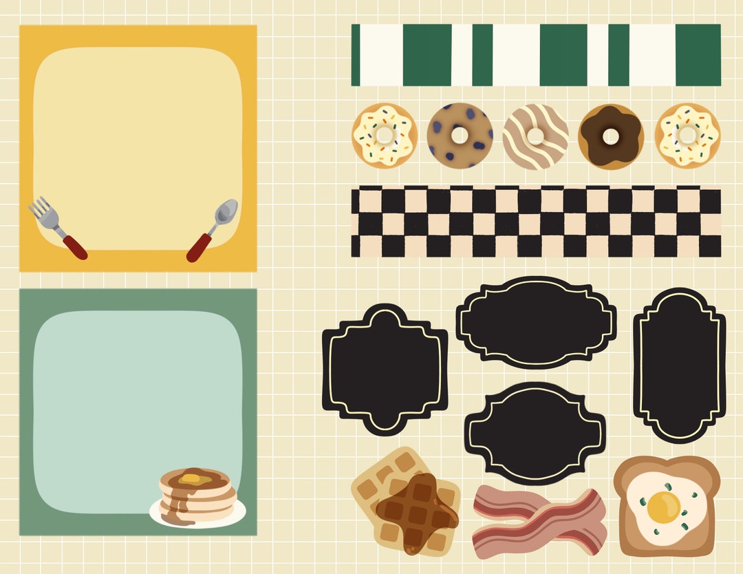 Retro Breakfast Digital Sticker Set - Etsy