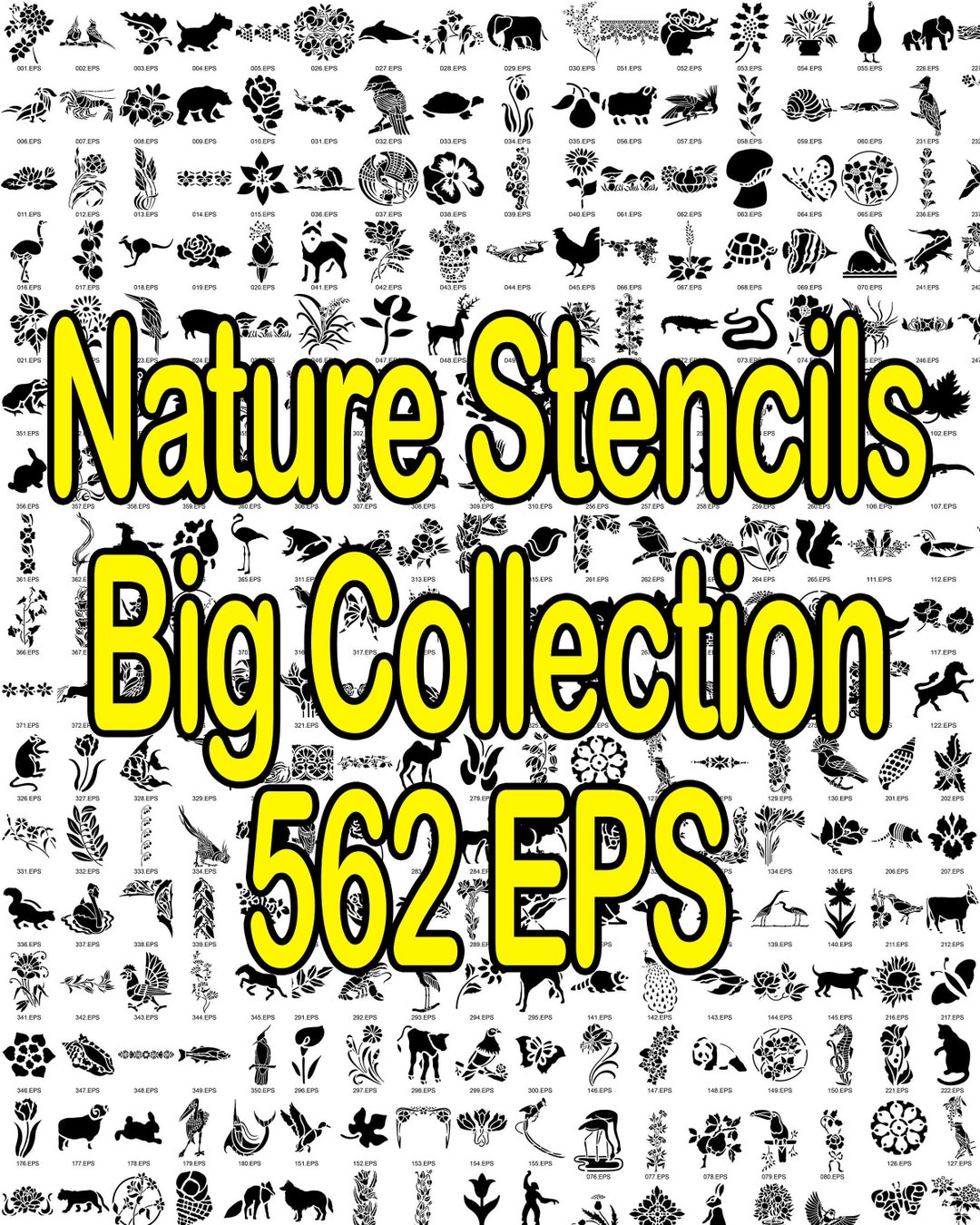 562 Nature Stencils Big Collection. Animals Flowers and Plants in ESP ...