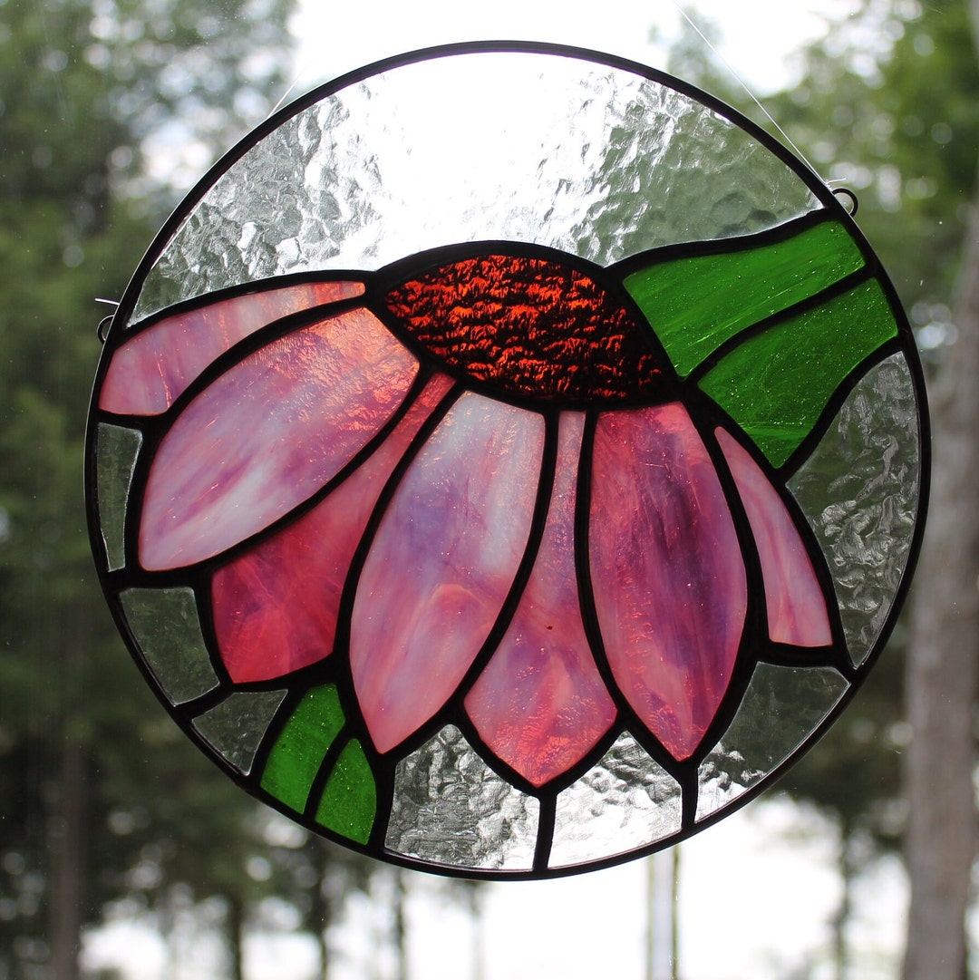 Stained Glass Cone Flower Round - Etsy