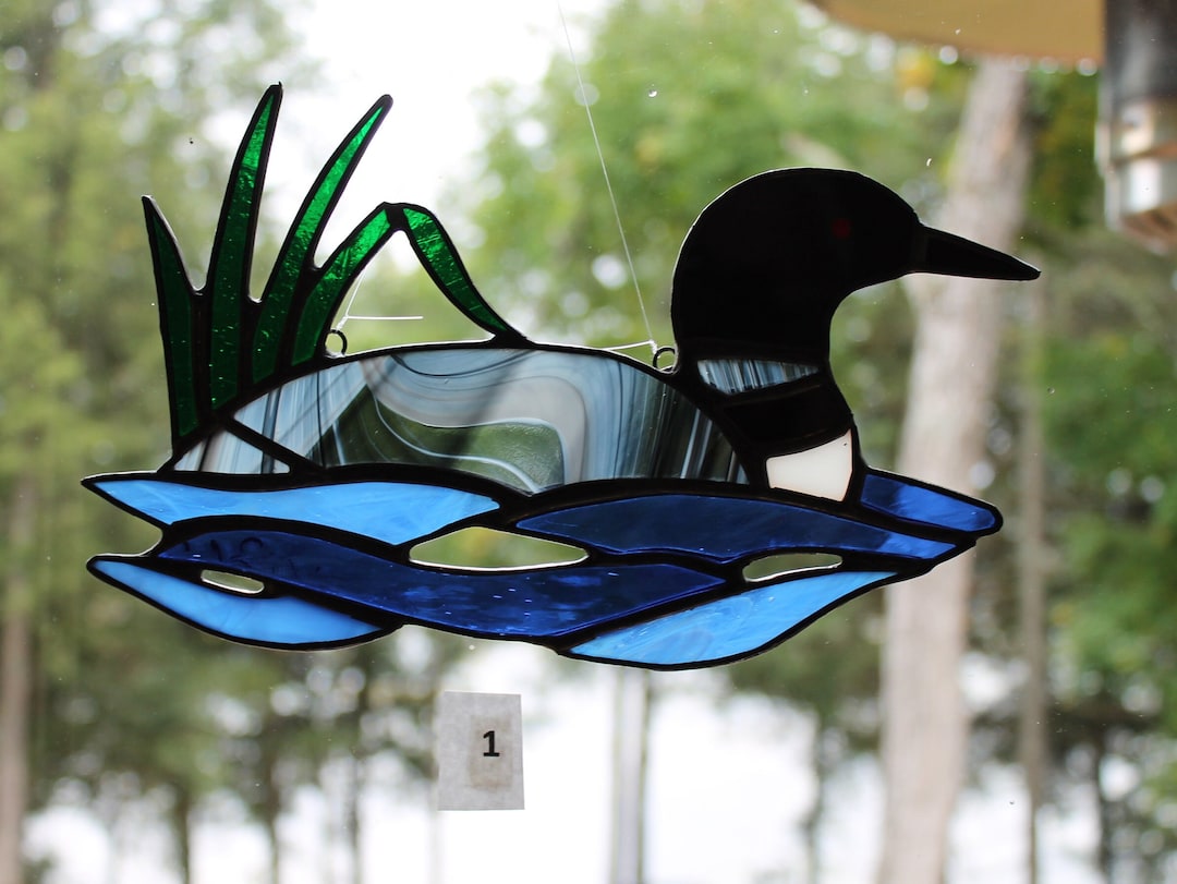 Stained Glass Loon With Reeds Suncatcher - Etsy Canada