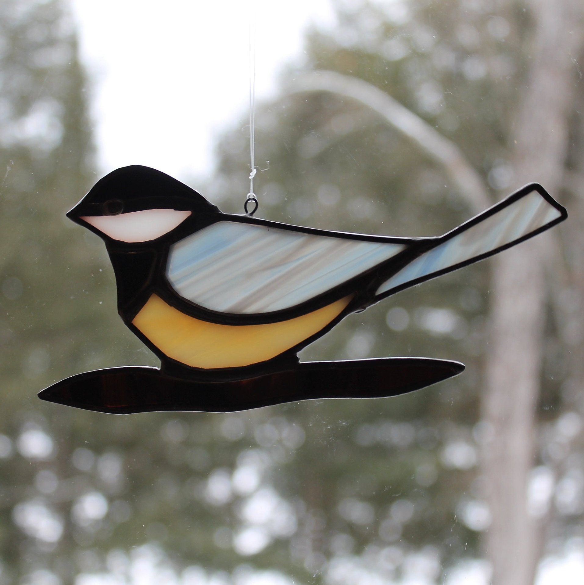 Stained Glass Black Capped Chickadee | Etsy