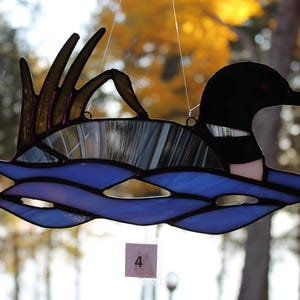 Stained Glass Loon With Reeds Suncatcher - Etsy