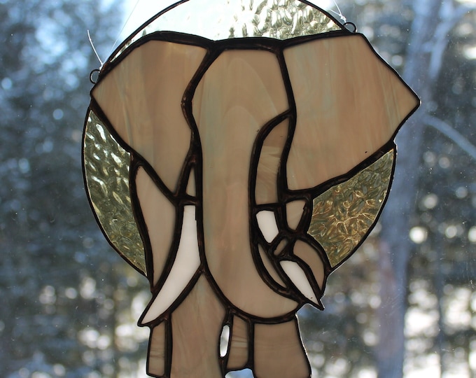Stained Glass Elephant With Sun | Etsy