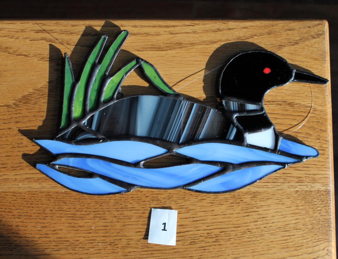 Stained Glass Loon With Reeds Suncatcher - Etsy