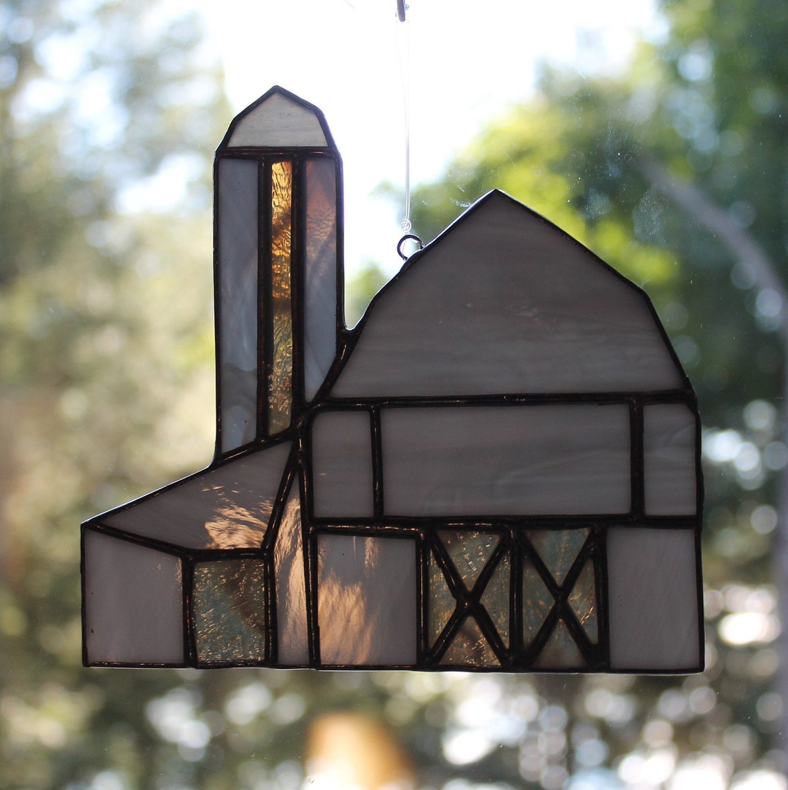 Stained Glass Barn with Silo | Etsy