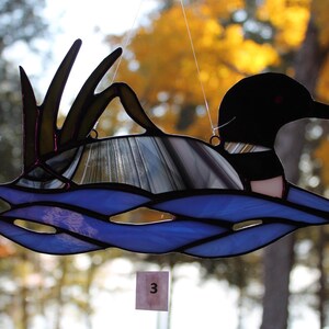 Stained Glass Loon With Reeds Suncatcher - Etsy