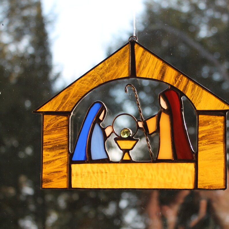 Stained Glass Nativity Scene Suncatcher and Standing - Etsy