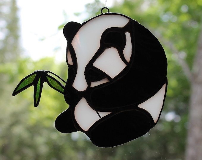 Stained Glass Panda With Bamboo Sprig - Etsy