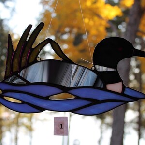 Stained Glass Loon With Reeds Suncatcher - Etsy