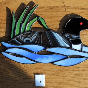 Stained Glass Loon With Reeds Suncatcher - Etsy