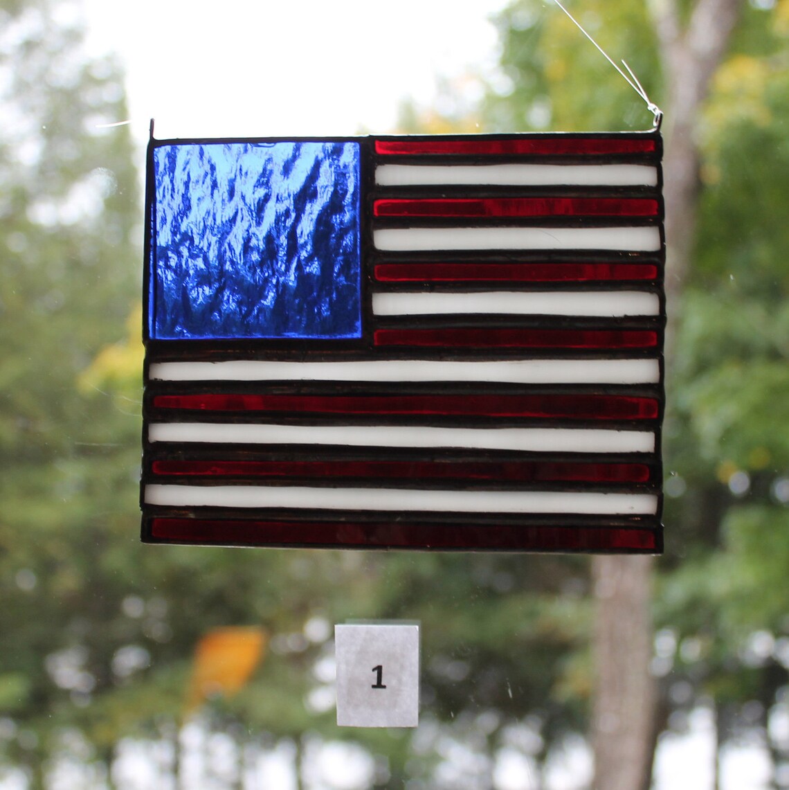 Stained Glass American Flag Suncatcher - Etsy