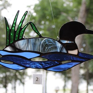 Stained Glass Loon With Reeds Suncatcher - Etsy