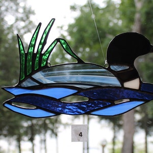 Stained Glass Loon With Reeds Suncatcher - Etsy